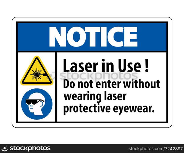 Notice Warning PPE Safety Label,Laser In Use Do Not Enter Without ...