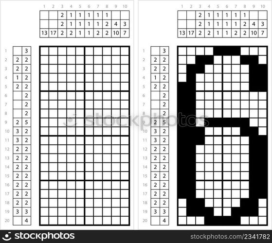 Number Six 6 Nonogram Pixel Art, Mathematical, Numeral, Numeric, Word ...