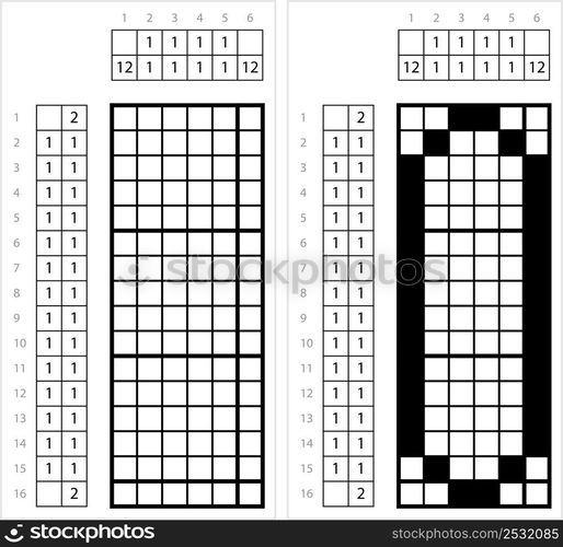 Number Zero 0 Nonogram Pixel Art, Mathematical, Numeral, Numeric, Word ...