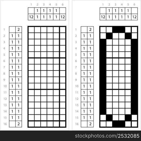 Number One 1 Nonogram Pixel Art, Mathematical, Numeral, Numeric, Word ...