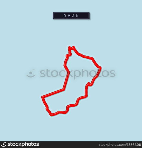 Oman bold outline map. Glossy red border with soft shadow. Country name ...