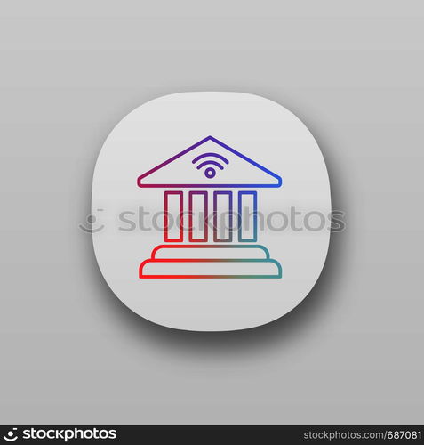 Online banking app icon. Account balance. E-payment. Bank building. UI ...