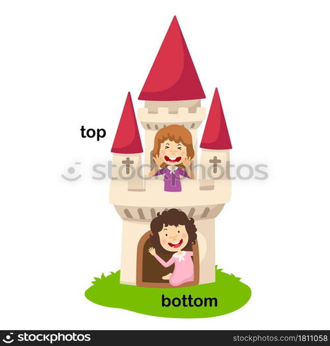 Opposite words bottom and top vector illustration — Stockphotos.com
