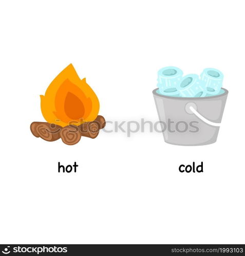 Opposite words hot and cold vector illustration — Stockphotos.com