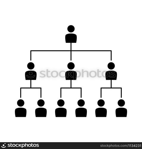 Organization Chart Silhouette with People isolated white background ...