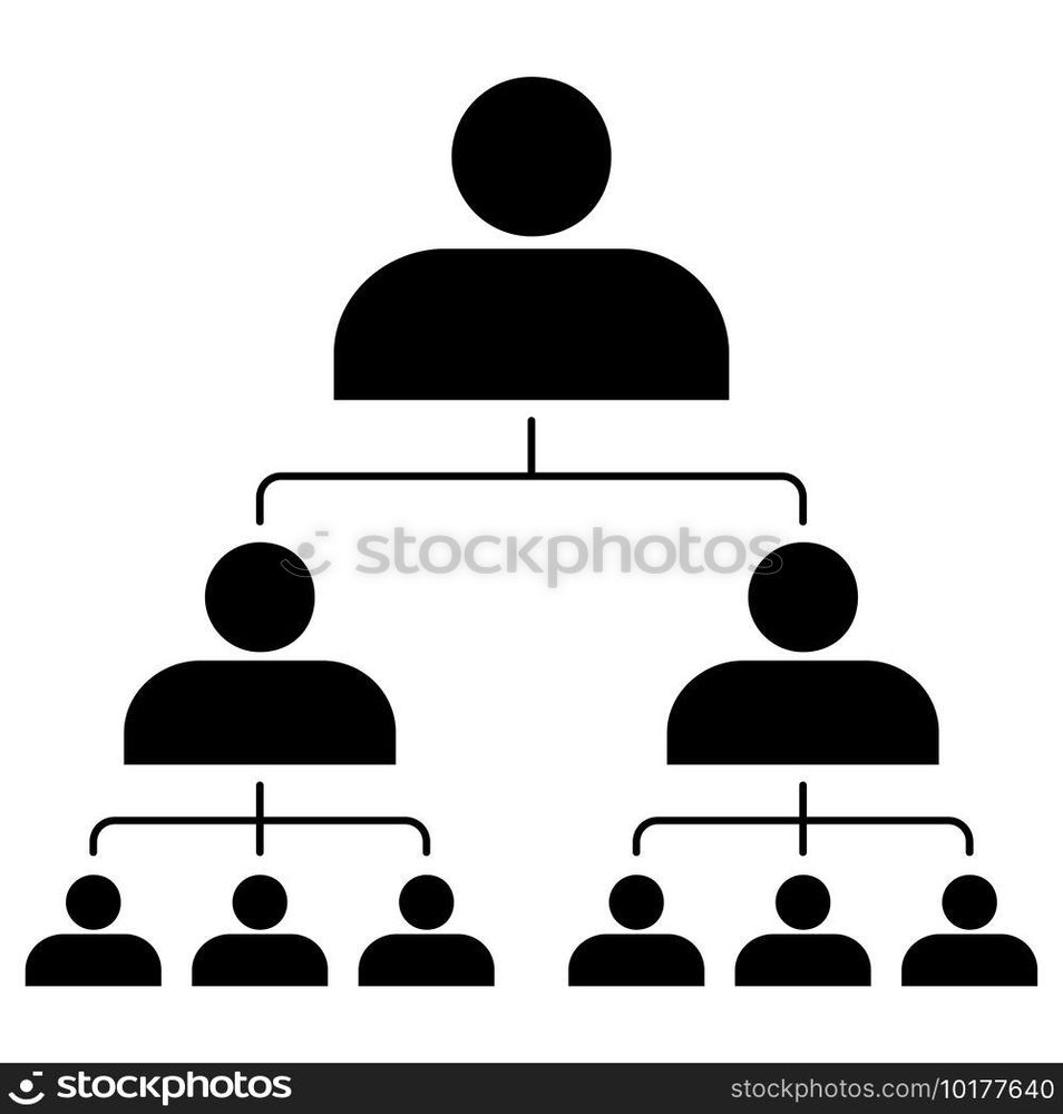 Organization chart with people icons and positions. Corporate hierarchy ...