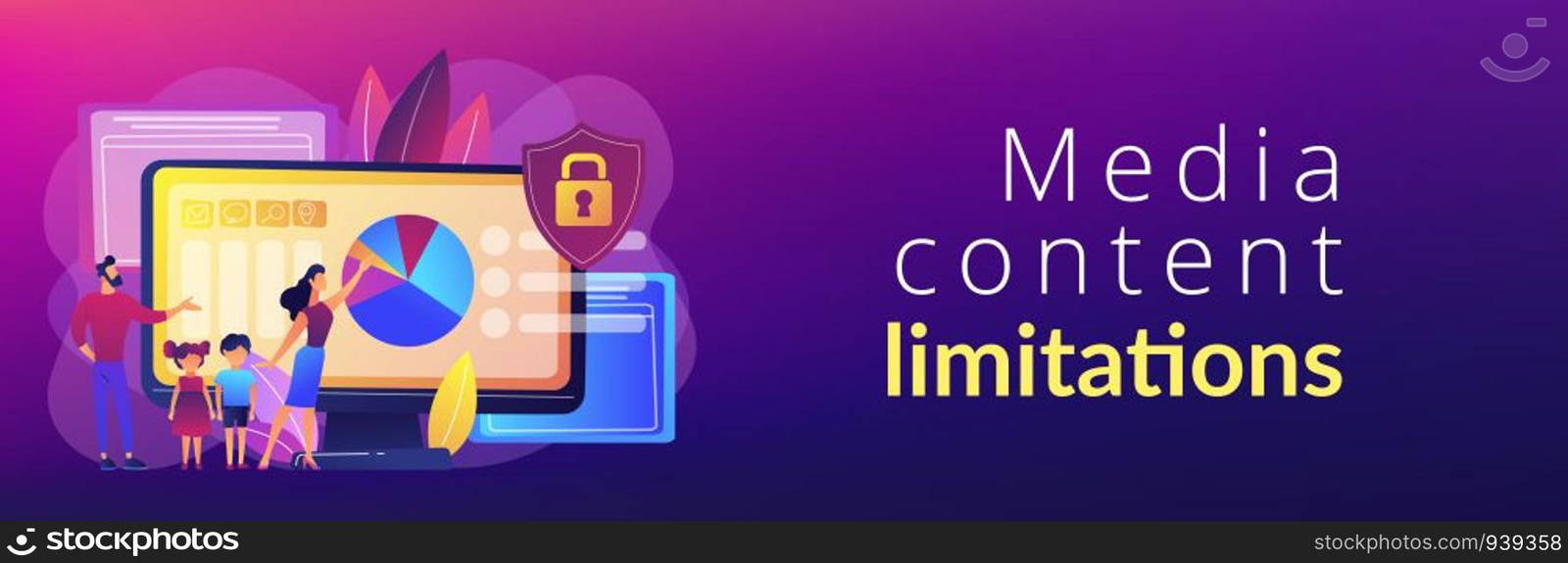 Children at laptop with adult content restriction for inappropriate ...