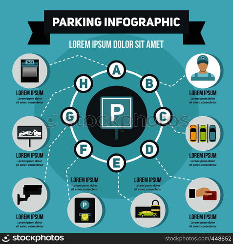 Parking infographic banner concept. Flat illustration of parking ...