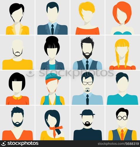 People avatar male and female human faces passport photo style icons ...