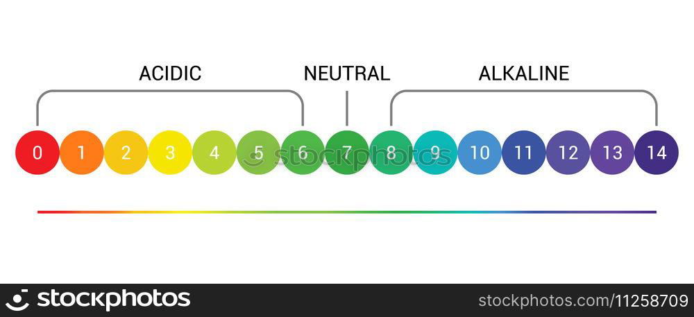 pH scale indicator chart diagram acidic alkaline measure. pH analysis vector chemical scale ...