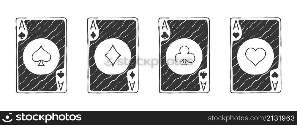 Playing card signs. The four playing cards suits. Playing card hand ...