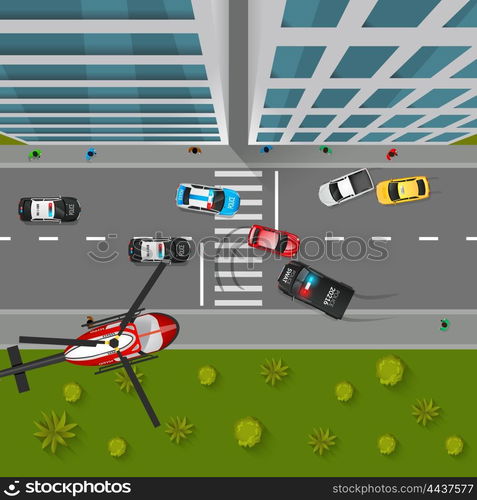 Police Chase Top View Illustration . Police Chase Top View Background ...