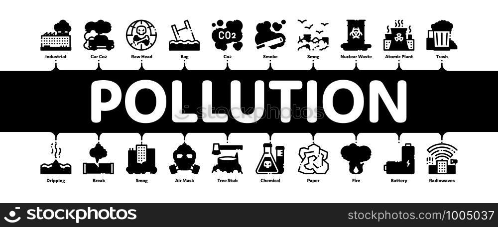 Pollution of Nature Minimal Infographic Web Banner Vector ...