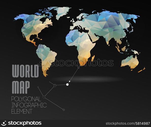 Polygonal World Map and Information Graphics. World Map and typography ...
