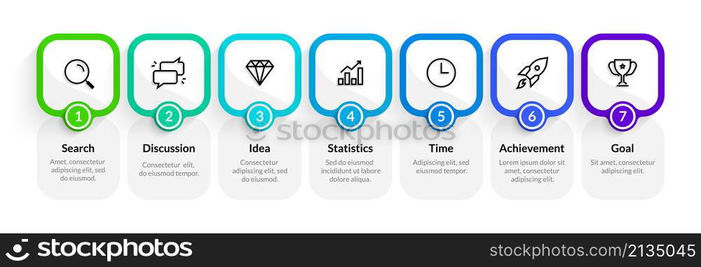 Process diagram. Flowchart graphic template, evolution sequence ...