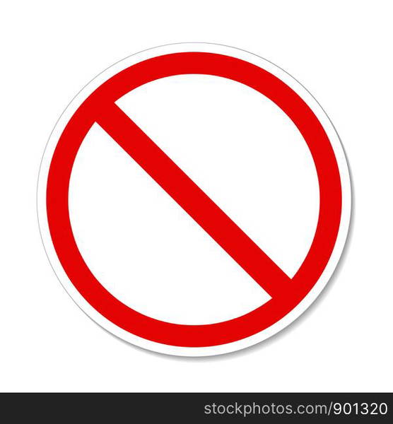 No sign. Stop icon. Red slash circle. Road traffic element. Information ...