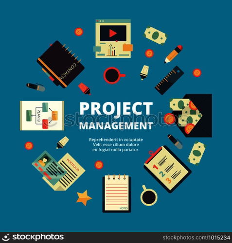 Project management background. Concept of office perfect team manage ...