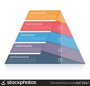 Pyramid Chart. Pyramid chart with five elements with numbers and text ...