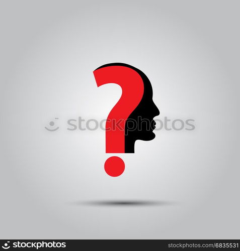 Question mark human head symbol. Human face with question mark ...
