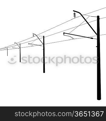 Railroad overhead lines. Contact wire. Vector illustration ...