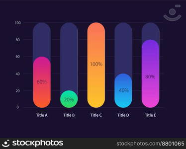 Stacked column infographic chart design template for dark theme ...