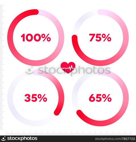 Red round progress bar infographic with four options — Stockphotos.com
