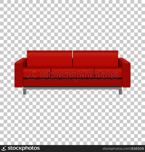 Red sofa mockup. Realistic illustration of red sofa vector mockup for ...