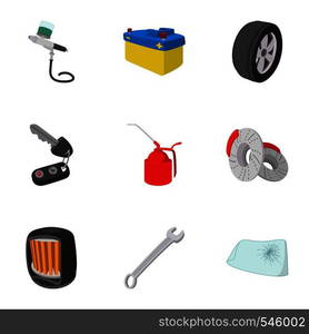 Repair machine icons set. Cartoon illustration of 9 repair machine ...