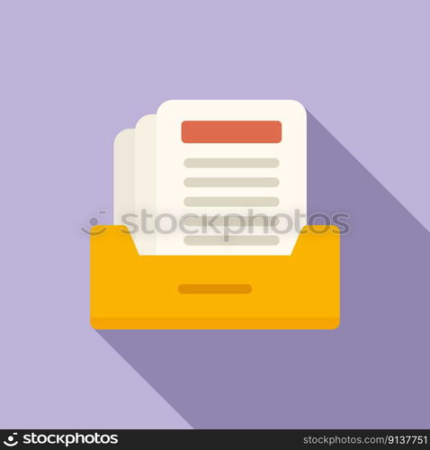 Report folder icon flat vector. Document data. Laptop page. Report folder icon flat vector ...