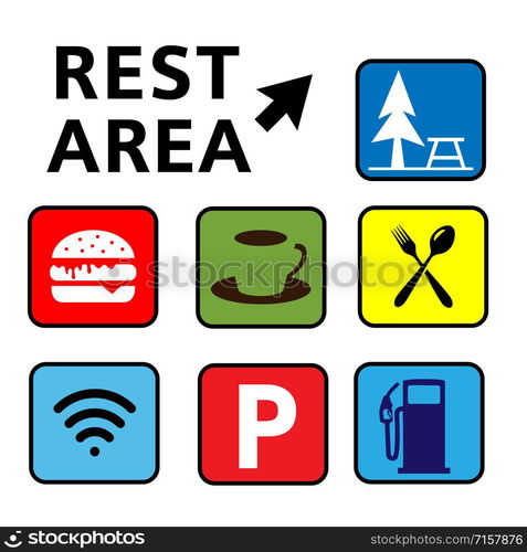 rest area sign vector illustration,Set of symbols for urban areas ...