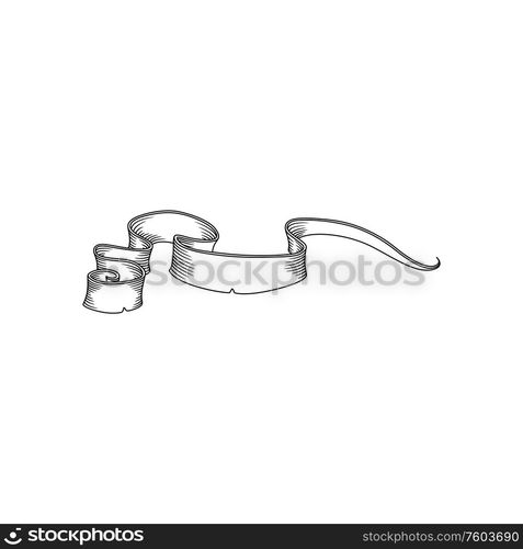 Retro torn empty scroll isolated manuscript. Vector banner ribbon in ...