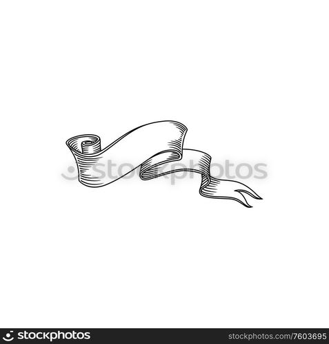 Retro torn empty scroll isolated manuscript. Vector banner ribbon in ...