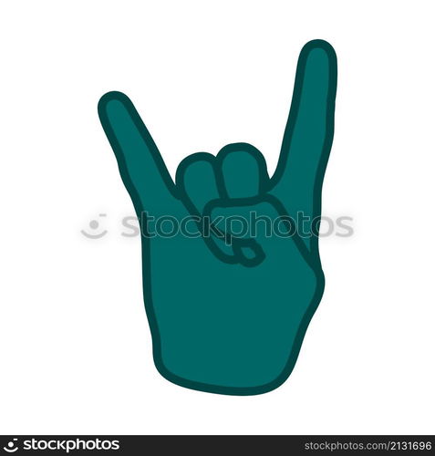 Rock Hand Icon. Editable Bold Outline With Color Fill Design. Vector ...