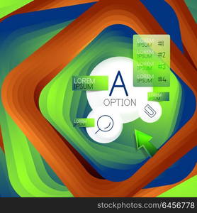 Rotating swirl square background, color rectangles with stepping ...