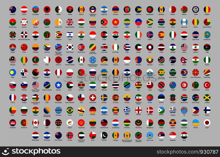 Round national flags. World countries flag circles, official country ...