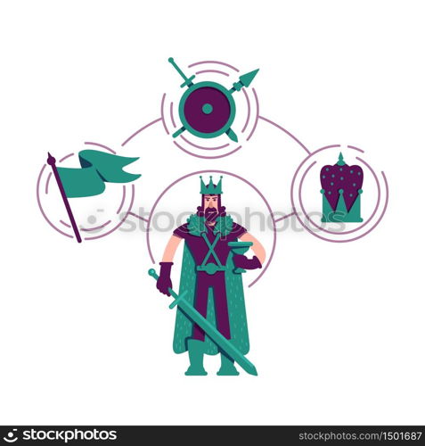Ruler archetype flat concept vector illustration. Medieval king 2D ...