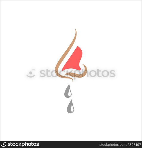 Runny Nose Icon, Nasal Mucus Drop Discharge From The Nostrils Vector ...