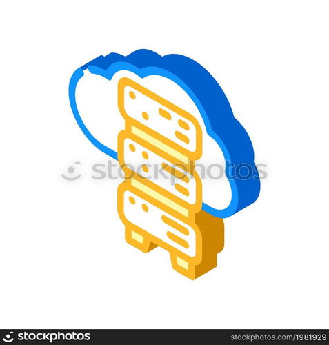 saas software and data center isometric icon vector. saas software and ...