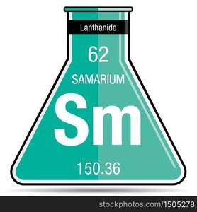 Promethium symbol on chemical flask. Element number 61 of the Periodic ...