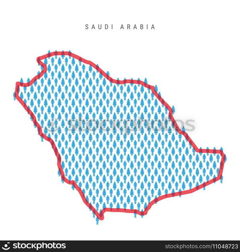 Saudi Arabia population map. Stick figures Saudi Arabian people map ...