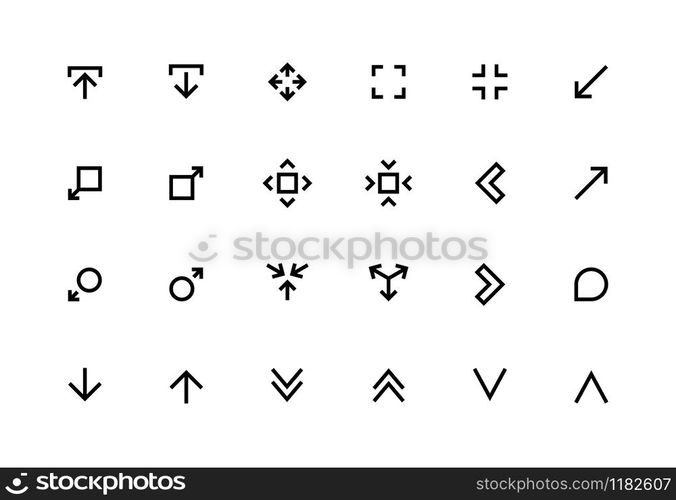 Scale arrows line icons. Reduce and Increase symbols for UI buttons and ...
