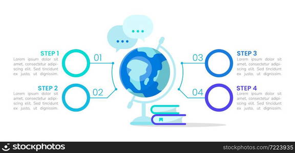 School geography course blue infographic chart design template ...