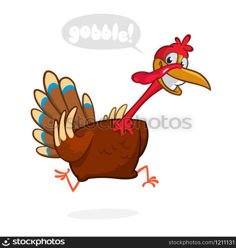 Screaming running cartoon turkey bird character. Vector illustration ...