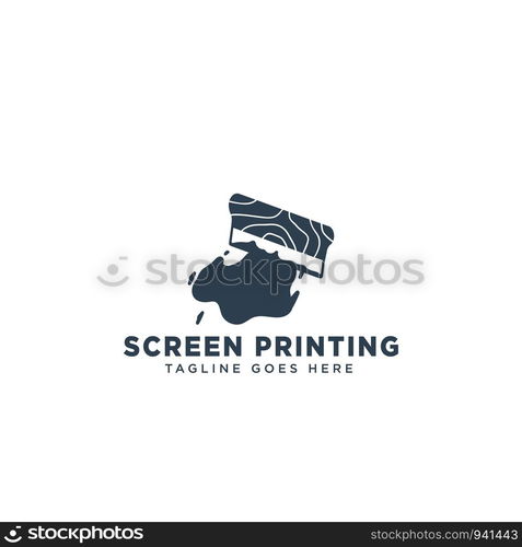 screen printing logo design concept vector illustration - vector ...