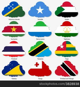 Set Flags of world sovereign states in form clouds. Vector illustration ...