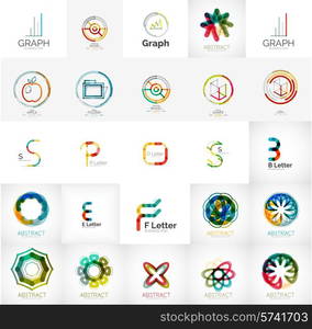 Set of abstract universal company logos - icons, swirls, letter, web ...