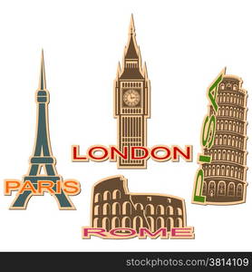 Different world famous symbols set isolate on white. Historical ...