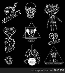 Set of Labels with human skeleton and anatomy. Set of Labels with human ...