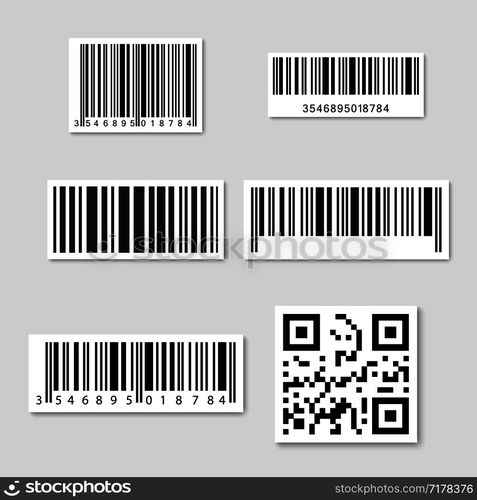 Set of realistic Barcode sticker. Bar code sticker icons. Eps10. Set of ...
