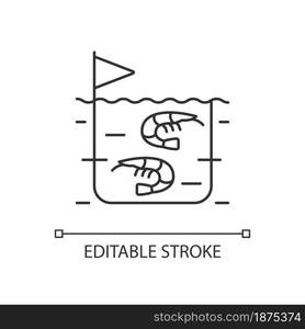 Fish farming linear icon. Pisciculture production industry. Fish ...